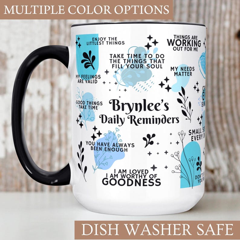 Personalized Daily Affirmations Coffee Mug, Custom Daily Reminders Cup ...