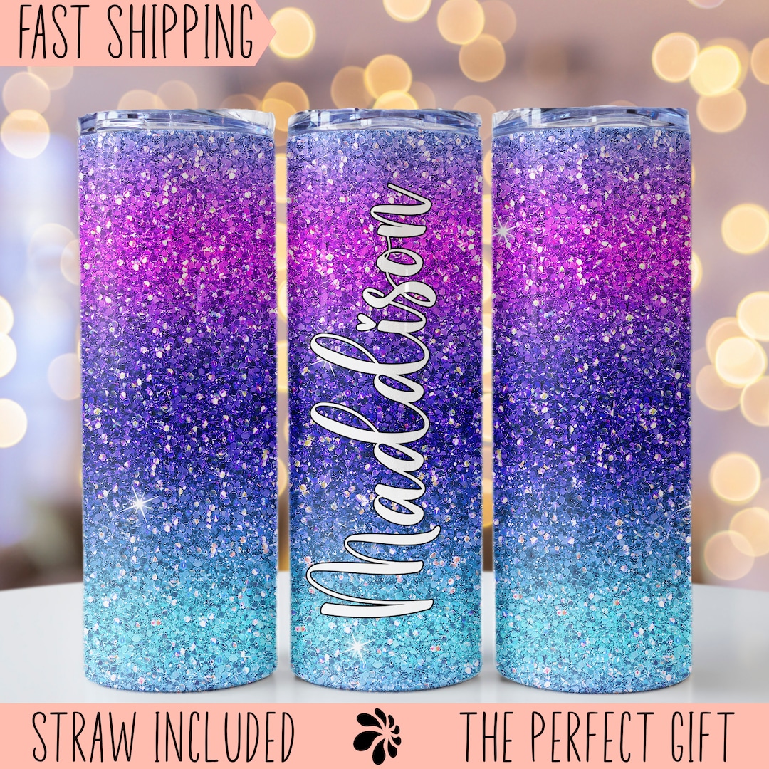 Personalized Glitter Name Tumbler, Custom Glitter Tumbler Cup With Lid ...