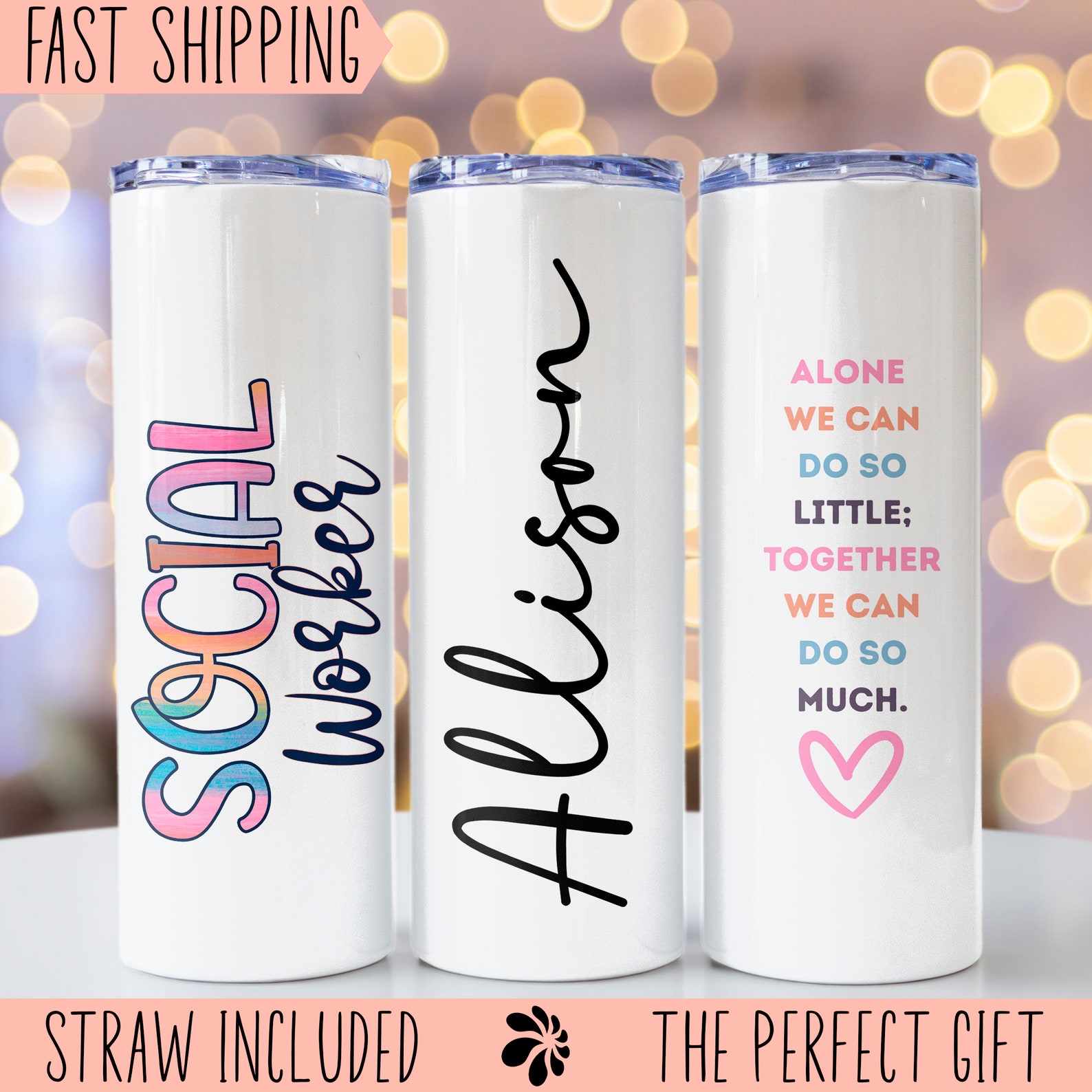 Social Worker Appreciation Gift - Personalized MSW Tumbler Cup, Social ...