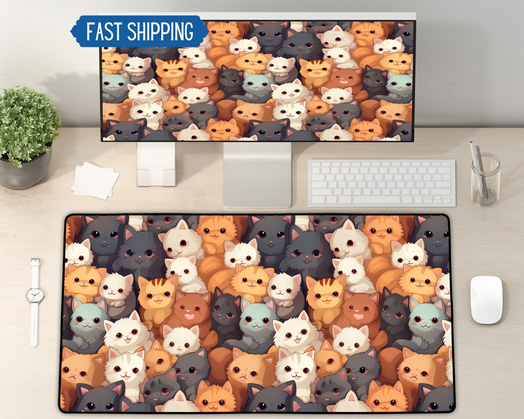 Kawaii Desk Mat, Cat Desk Mat, Kawaii Mouse Pad, Kawaii Mousepad ...