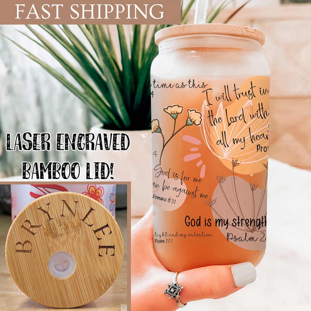 Christian Affirmation Iced Coffee Cup, Bible Verse Glass Tumbler, Beer ...