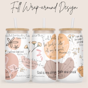 Christian Affirmation Iced Coffee Cup, Bible Verse Glass Tumbler, Beer ...