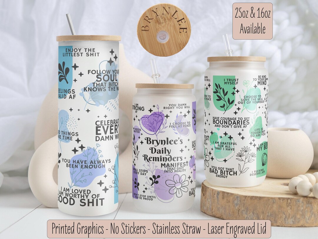Personalized Daily Reminders Iced Coffee Cup - Custom Daily ...