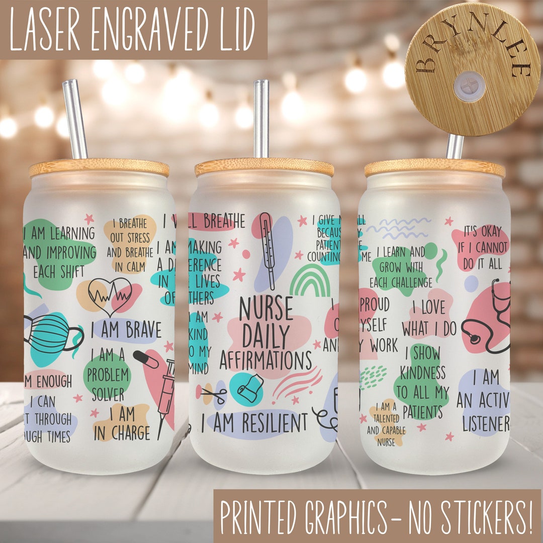 Personalized Nurse Iced Coffee Cup, Beer Can Glass With Lid and Straw ...