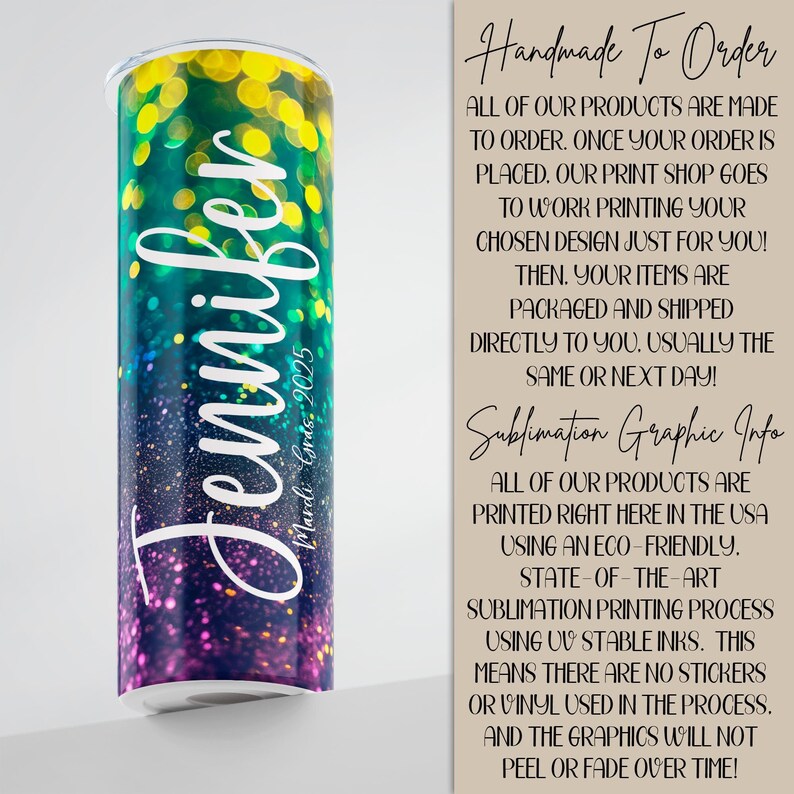 Personalized Mardi Gras Tumbler, Custom Fat Tuesday Cup, New Orleans ...