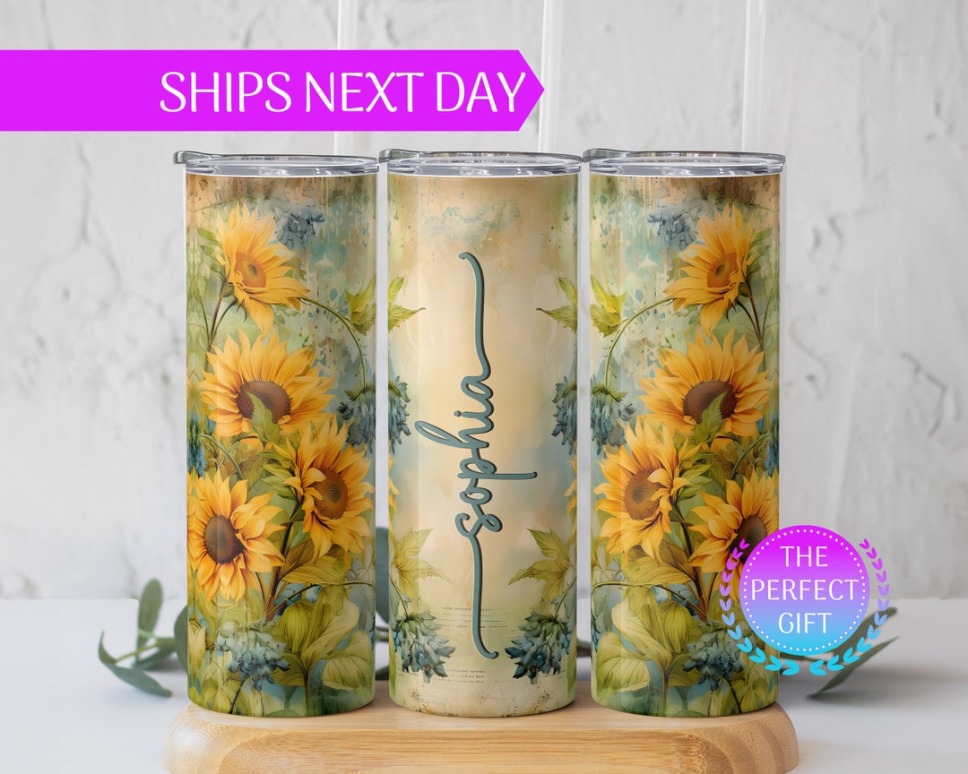 Personalized Sunflower Tumbler Cup, Custom Sunflower Tumbler, Sunflower ...