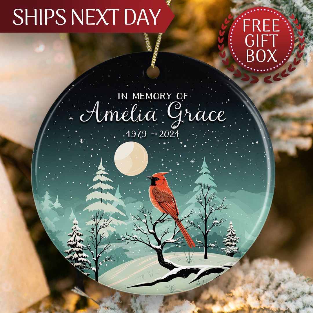 Personalized Memorial Christmas Ornament, Cardinal Ornament, in Loving ...