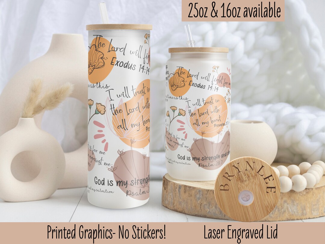 Christian Affirmation Iced Coffee Cup, Bible Verse Glass Tumbler, Beer ...