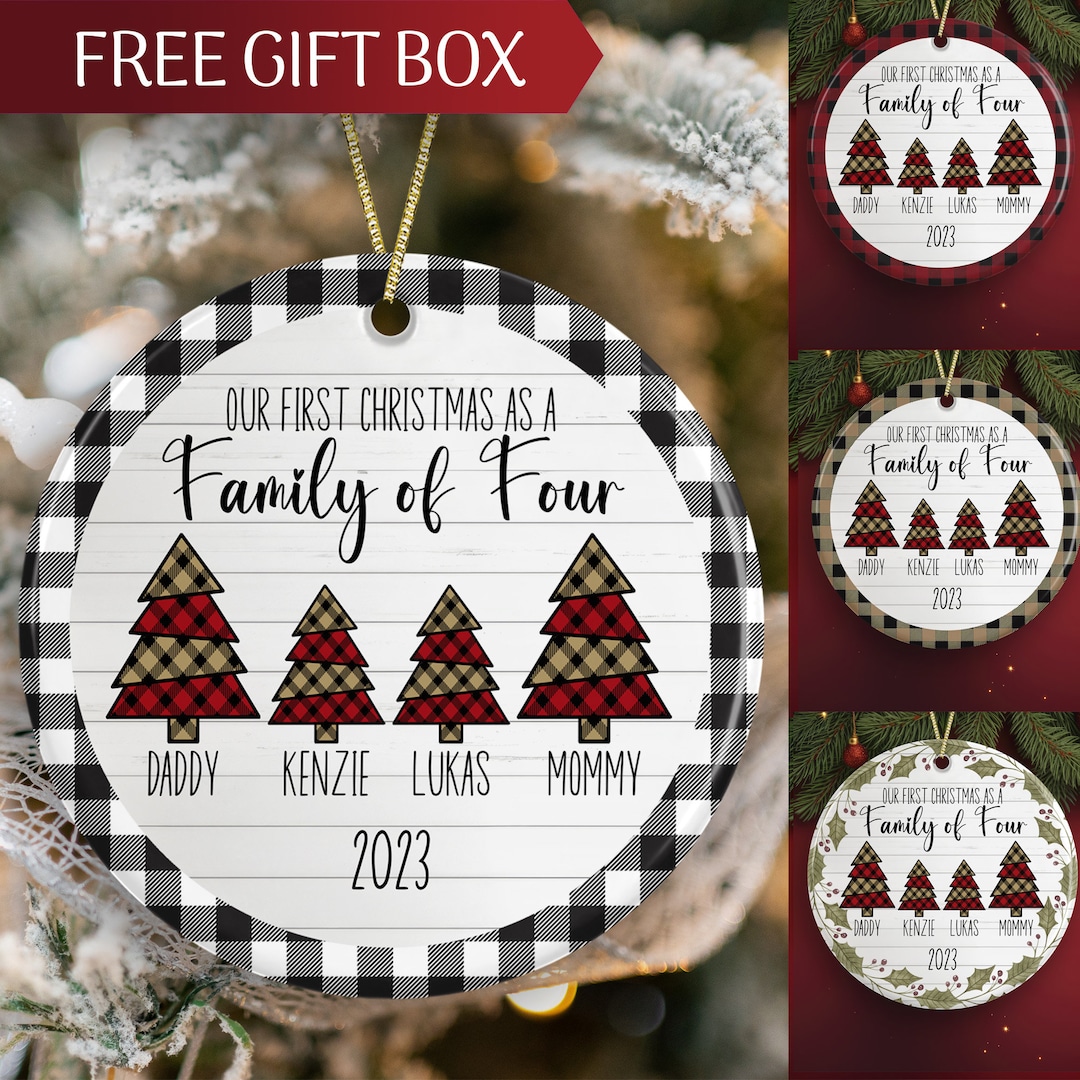 Family of 4 Christmas Ornament, Personalized Family Christmas Ornament ...