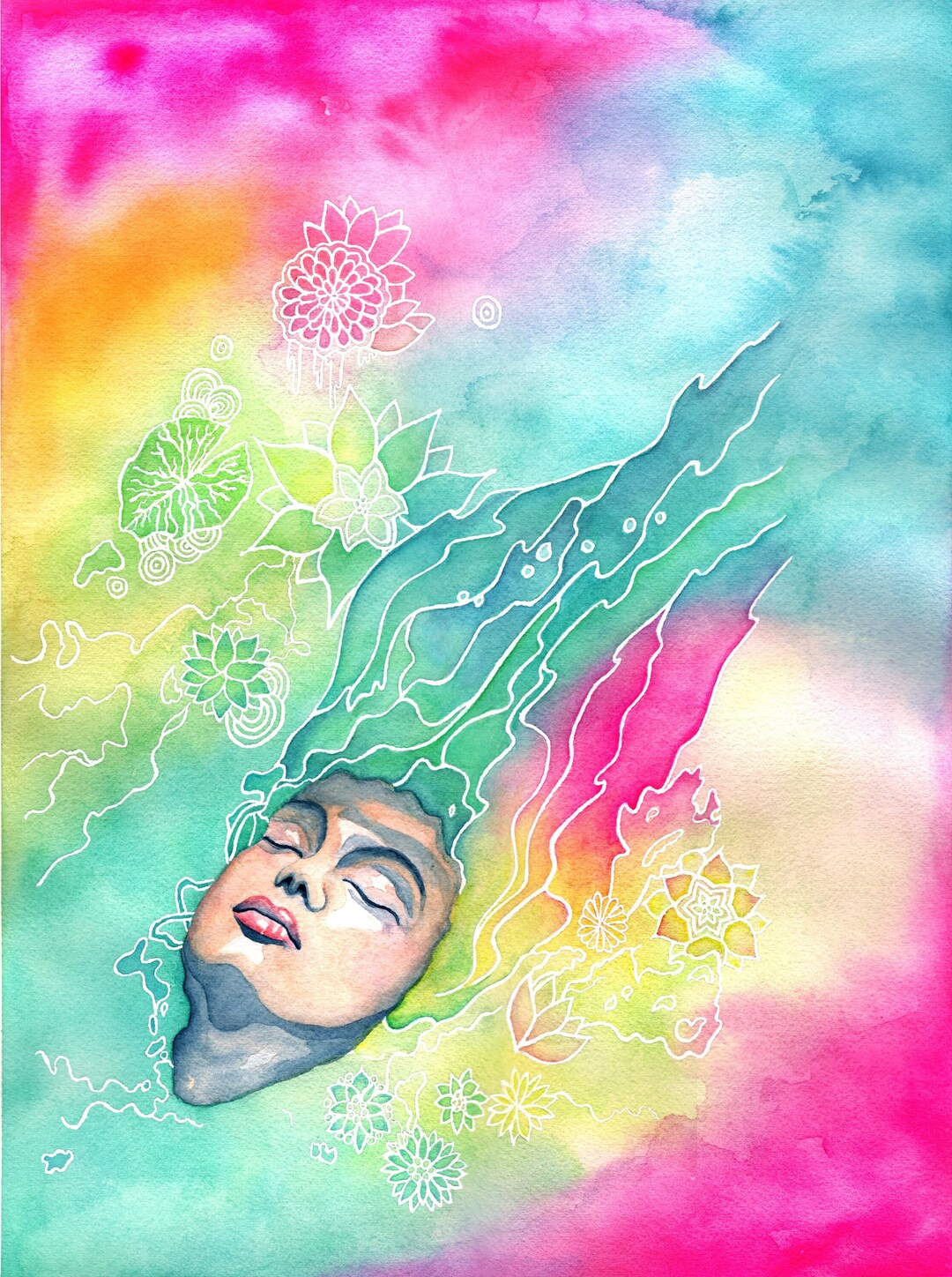 Ophelia Watercolor and Ink Print - Etsy