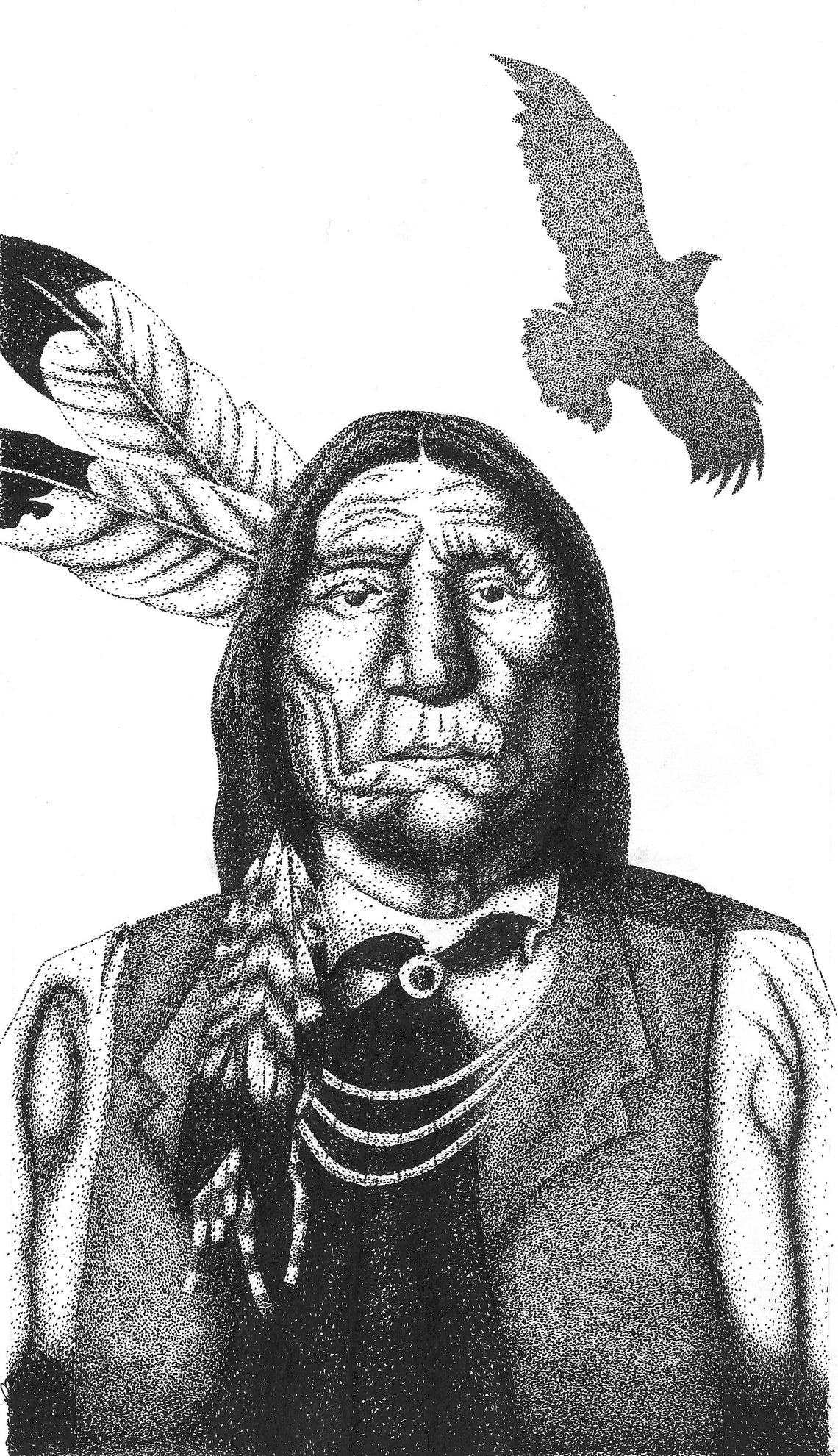 Native American Chief Wolf Robe, of the Cheyenne Stipple Ink Print - Etsy