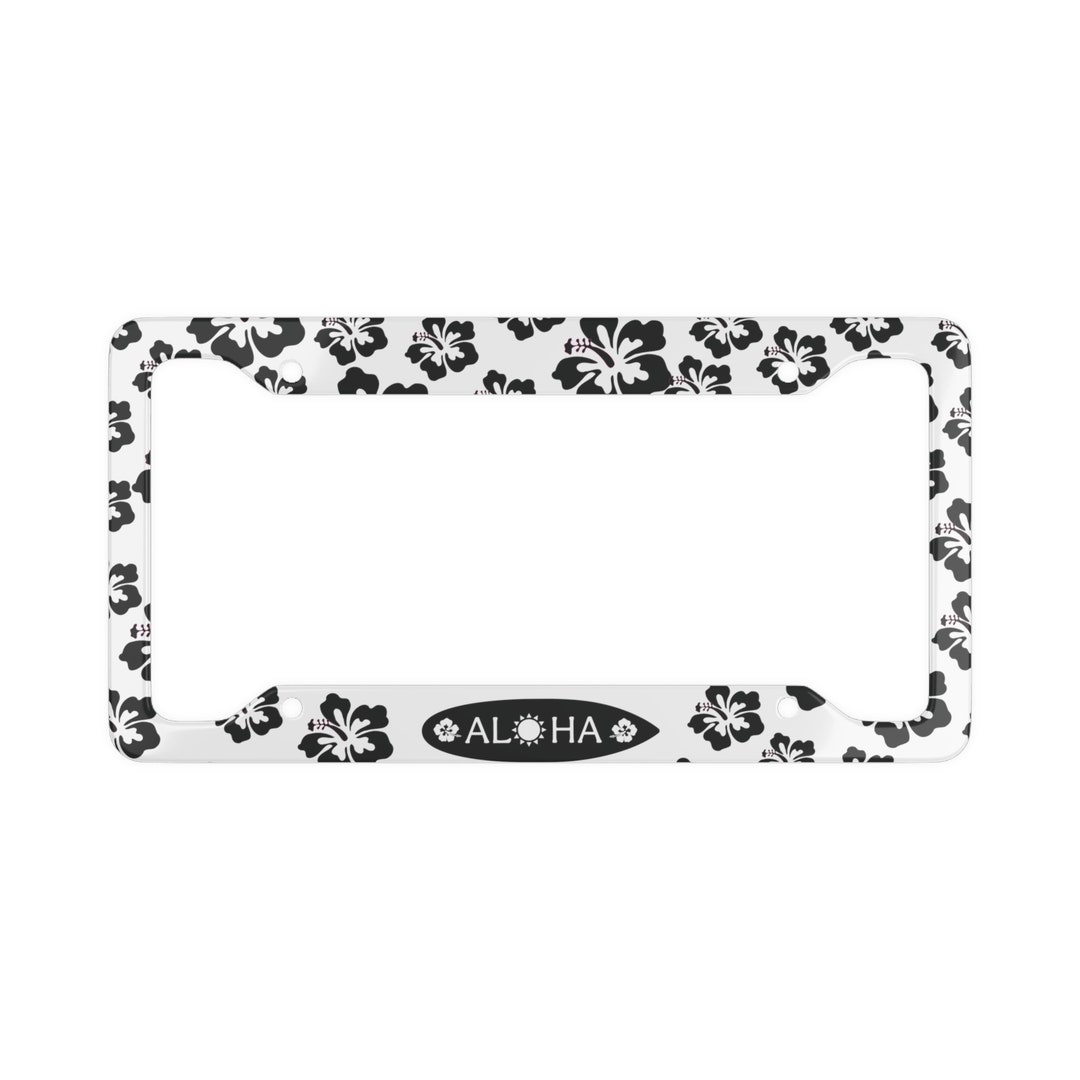 Aloha Hibiscus License Plate Frame Black and White. Hawaiian License ...