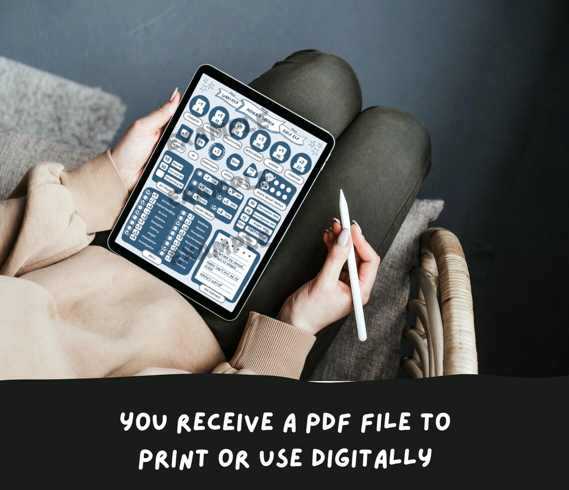 Dnd Character Sheet Blue Digital Printable 5e Template - Etsy