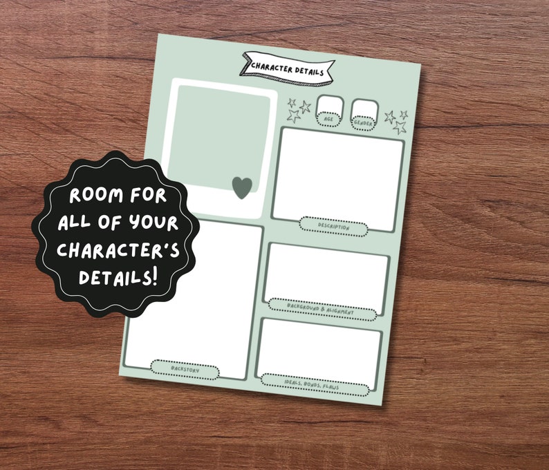 Dnd Character Sheet: Digital or Printable PDF Simple Cute Green Style ...