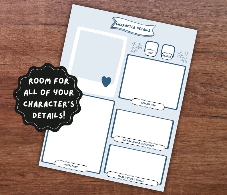 Dnd Character Sheet Blue Digital Printable 5e Template - Etsy