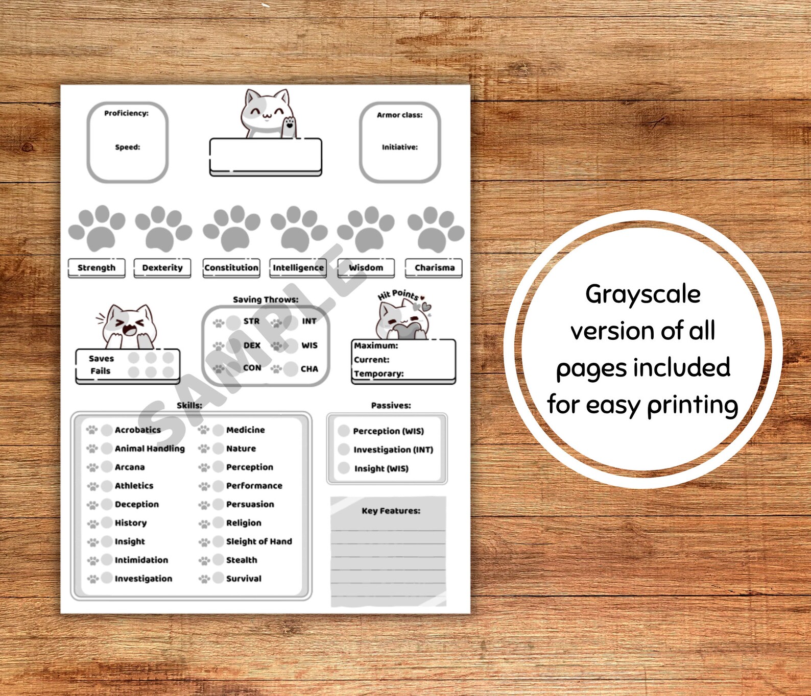 Calico Cat Dnd 5e Digital or Printable Character Sheet, Spell Sheet ...