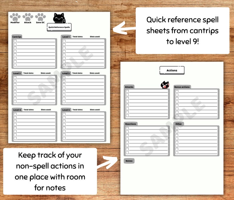 Black Cat Dnd Character Sheet 5e Digital or Printable, Spell Sheet ...