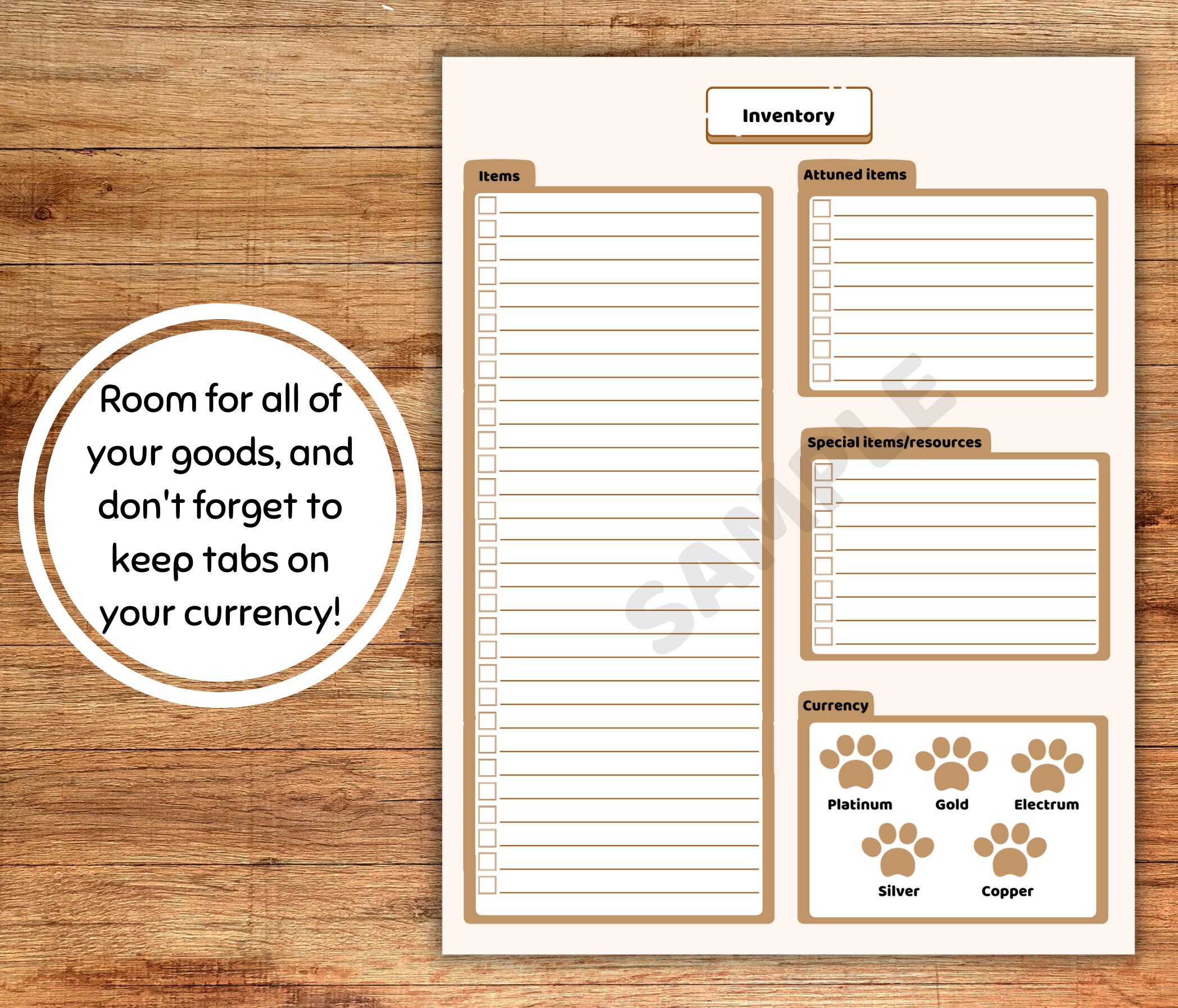 Dnd Character Sheet Digital or Printable Pdf for Dungeons and Dragons ...