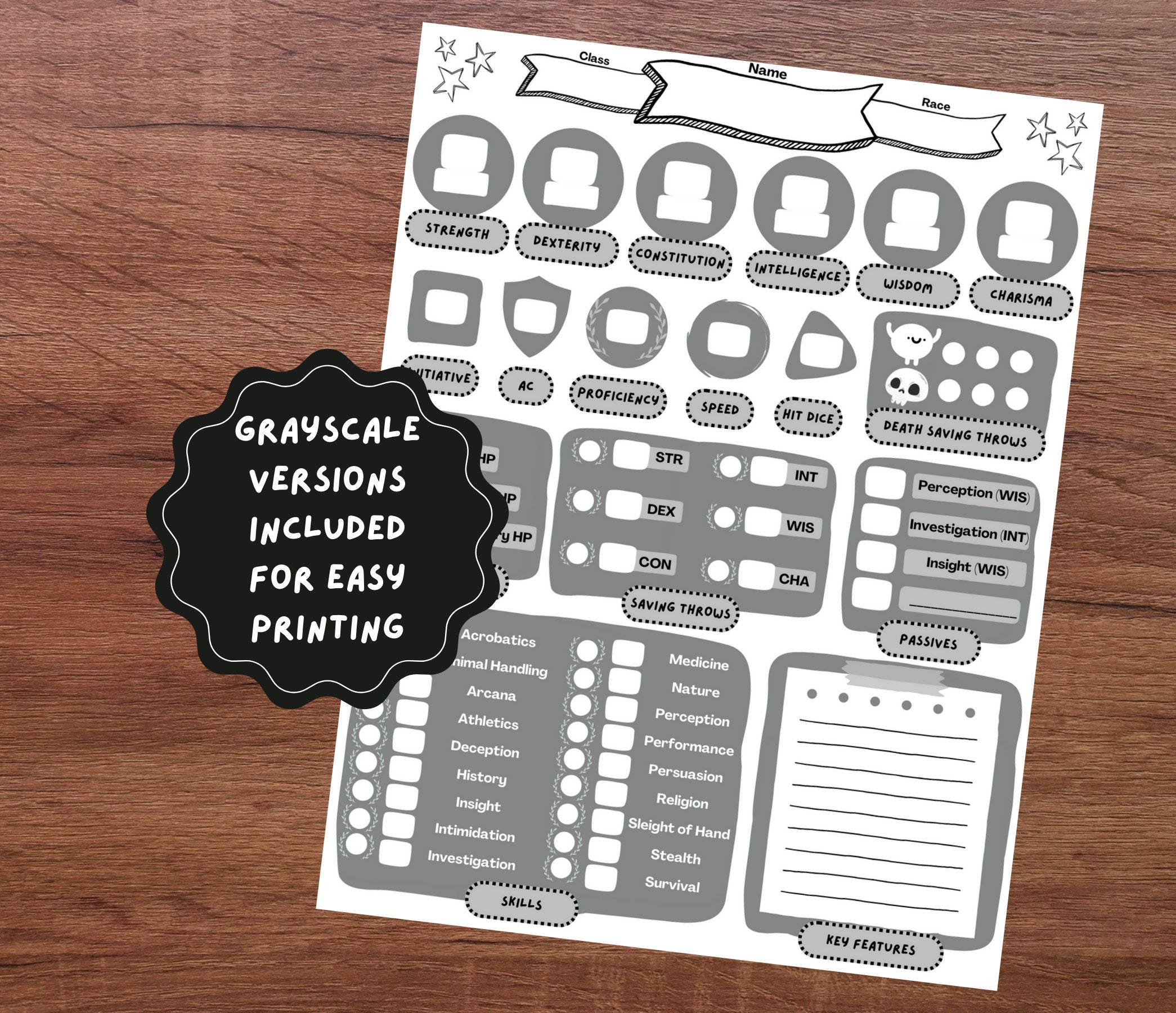 Dnd Character Sheet Blue Digital Printable 5e Template - Etsy