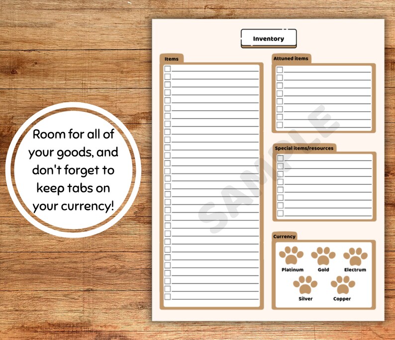 Dnd Character Sheet Digital or Printable Tabby Cat Theme 5e With Spells ...