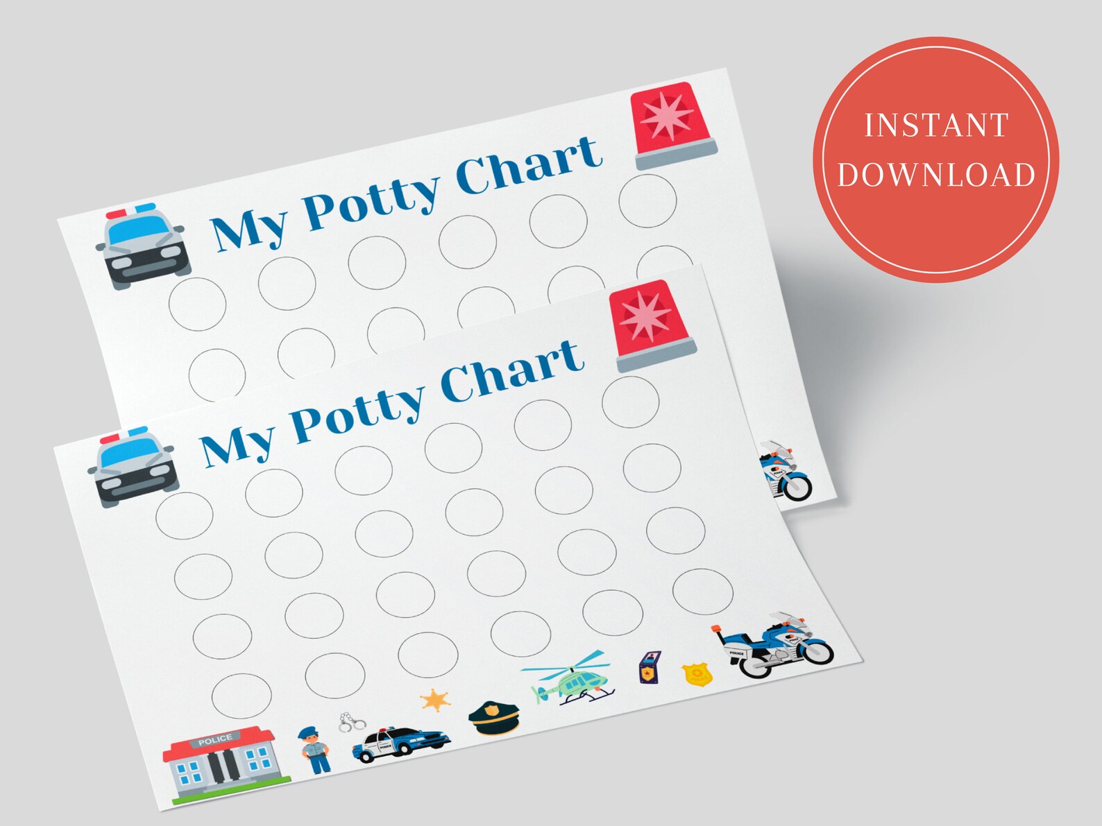 Potty Training Chart Boys, Police Car Potty Charts, Potty Chart ...