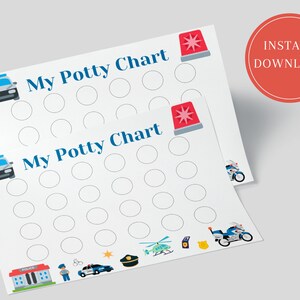 Potty Training Chart Boys, Police Car Potty Charts, Potty Chart ...