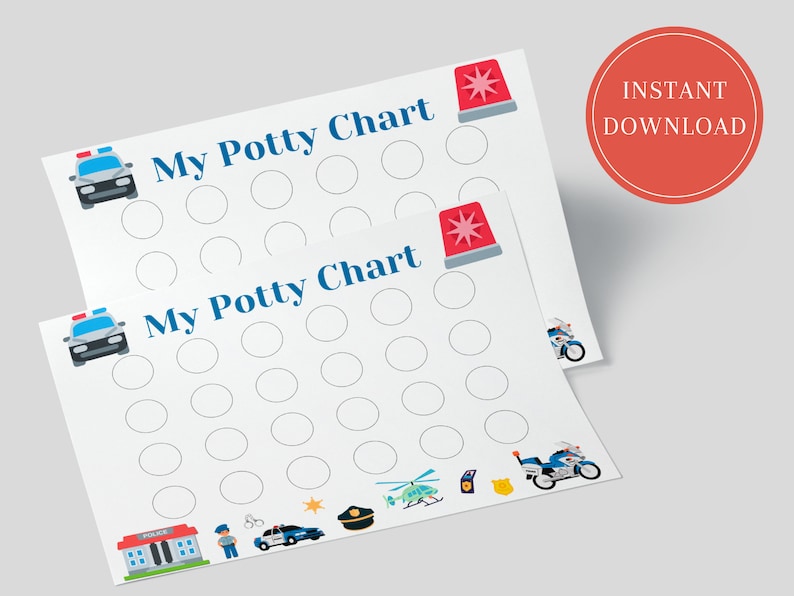 Potty Training Chart Boys, Police Car Potty Charts, Potty Chart ...