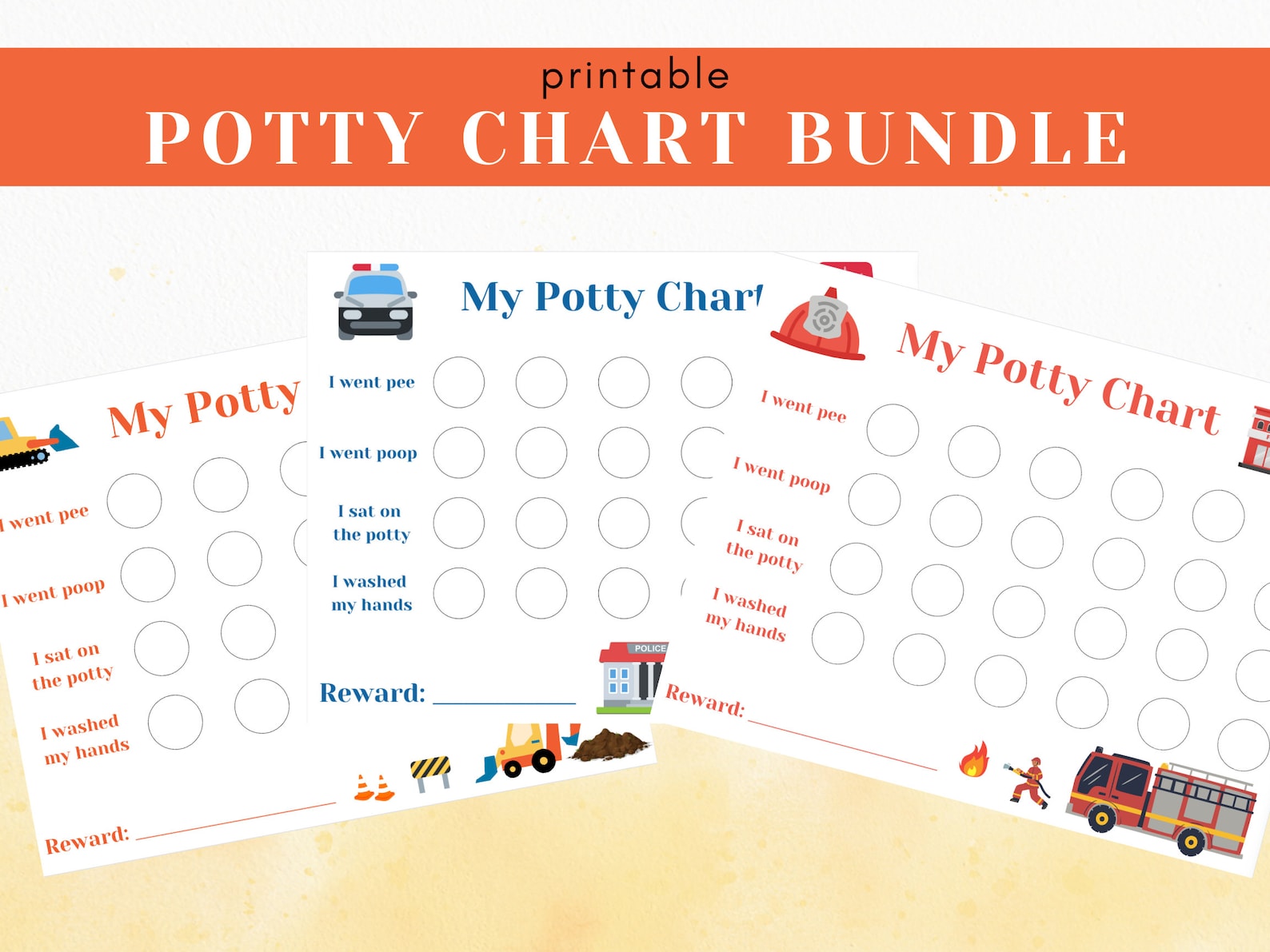Potty Training Chart Boys Potty Charts Bundle Potty Chart - Etsy