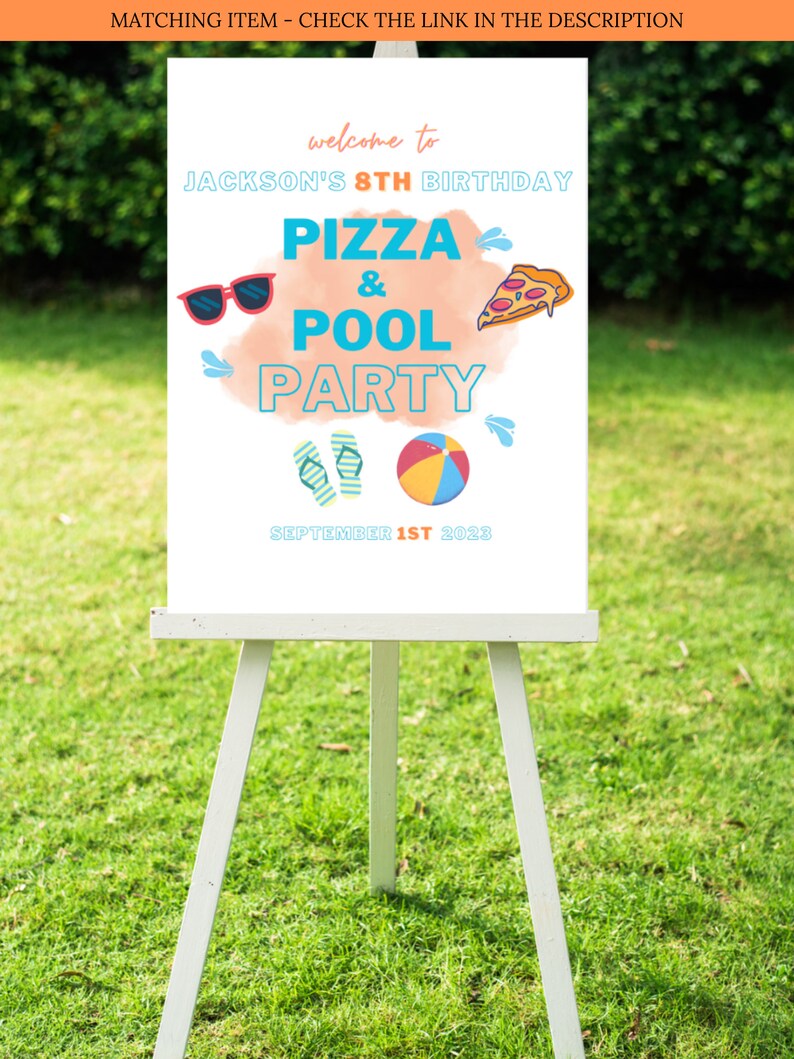 Pool Party Invitation, Pizza and Pool Party Invitation, Pizza Party ...