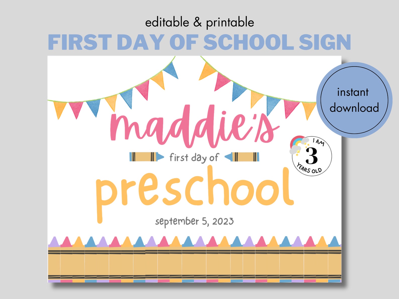 First Day of School Sign Printable, 1st Day of School Sign, Girls First ...