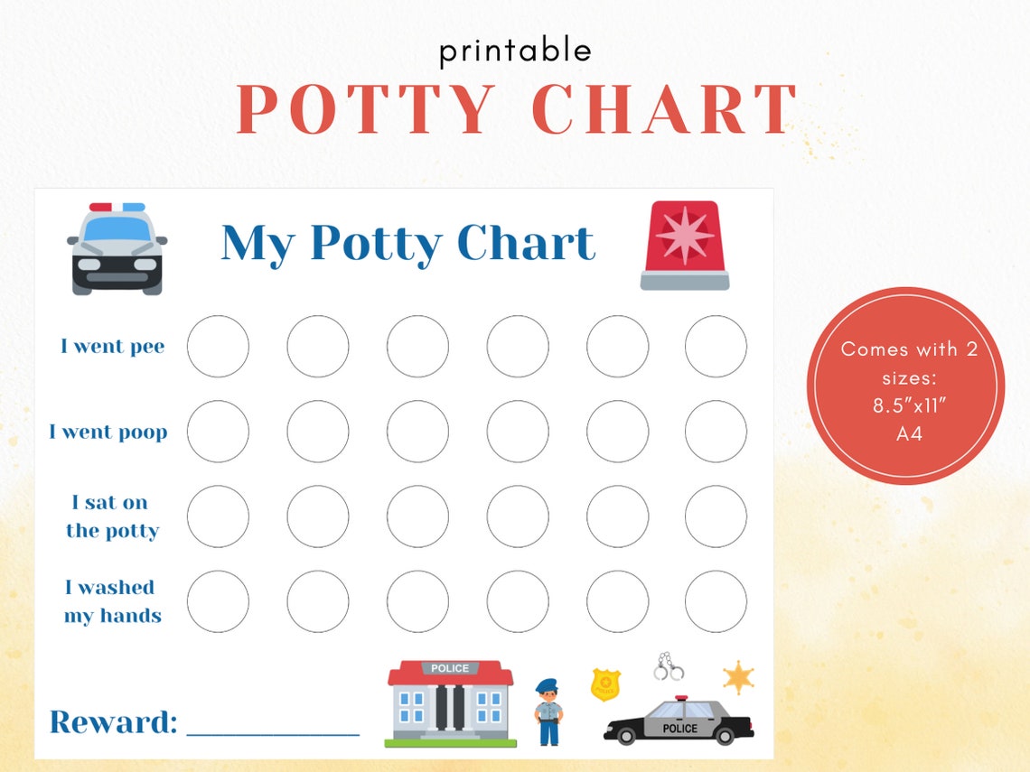 Potty Training Chart Boys Potty Charts Potty Chart Printable - Etsy