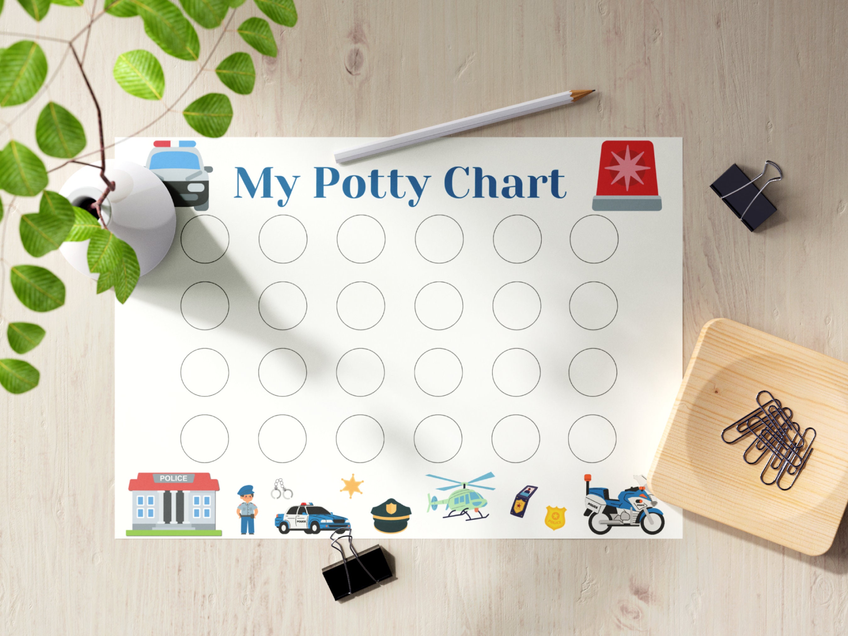 Potty Training Chart Boys, Police Car Potty Charts, Potty Chart ...