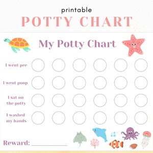 Potty Training Chart Ocean Animal Potty Charts Potty - Etsy