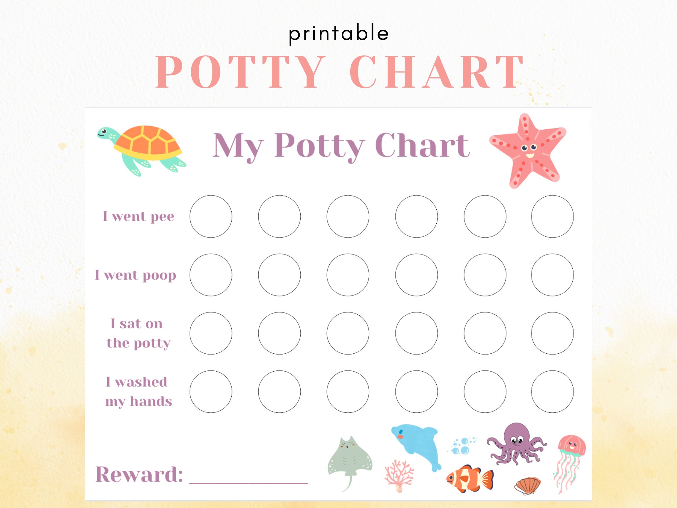 Potty Training Chart Ocean Animal Potty Charts Potty - Etsy