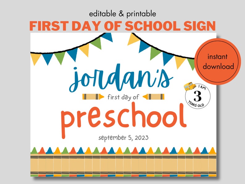 First Day of School Sign Printable, 1st Day of School Sign, Boys First ...