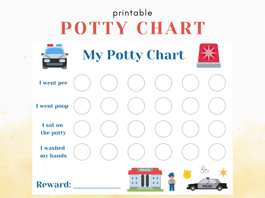 Potty Training Chart Boys Potty Charts Potty Chart Printable - Etsy