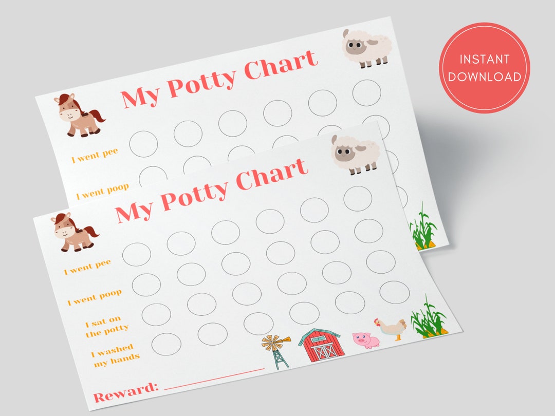 Potty Training Chart, Farm Animal Potty Charts, Potty Training Sticker ...
