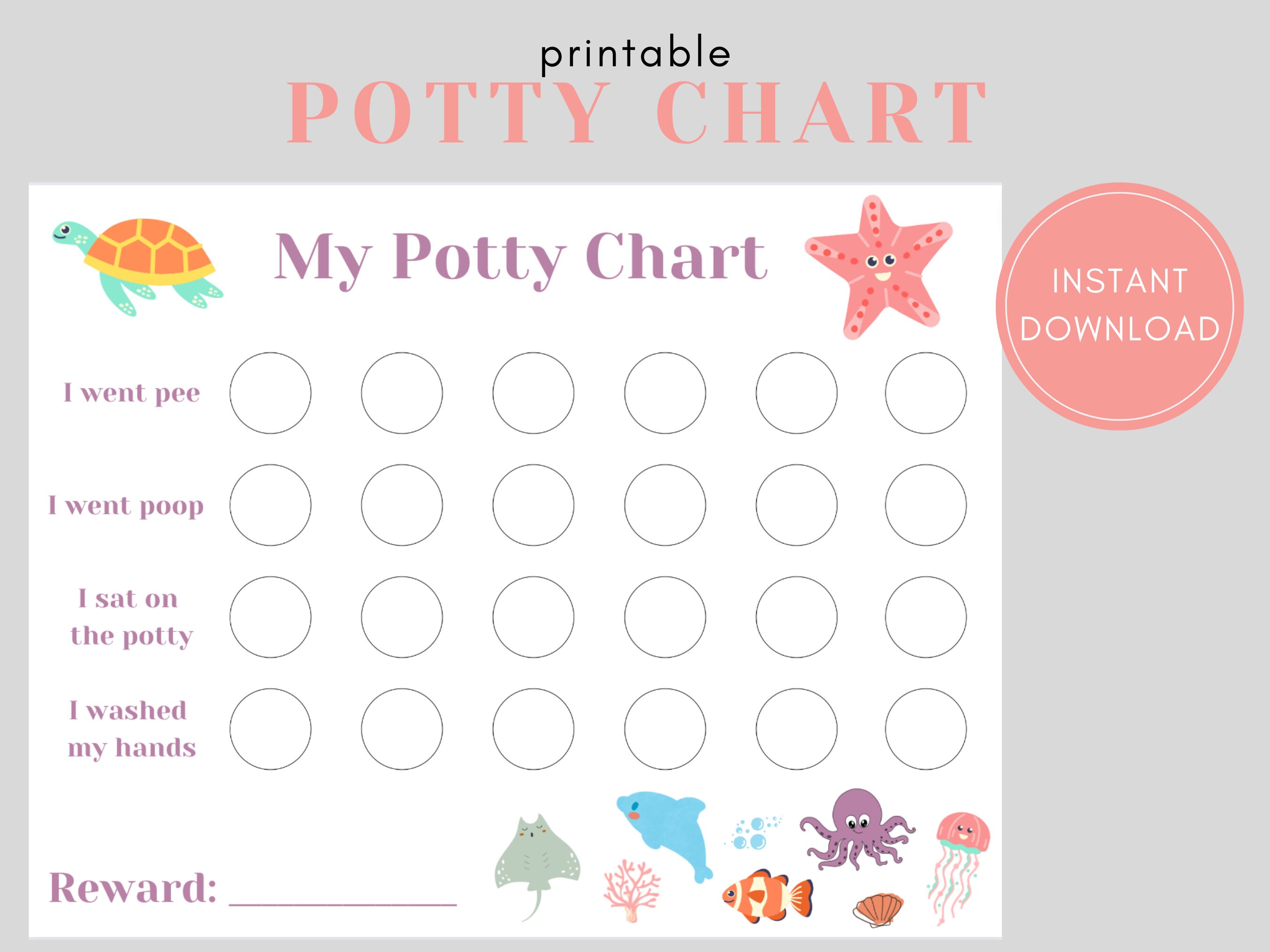 Potty Training Chart, Ocean Animal Potty Charts, Potty Training Sticker ...
