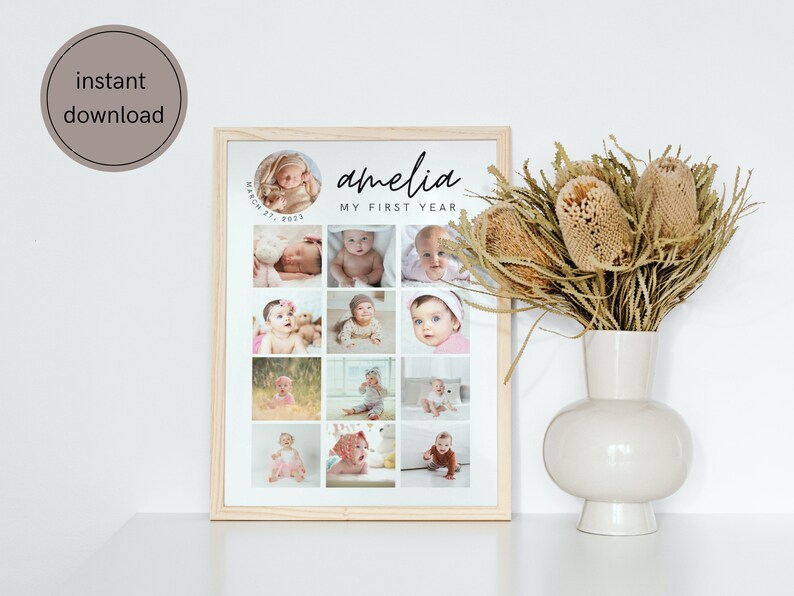 Baby's First Year Picture Display My 1st Year Photo Frame 1st Birthday ...