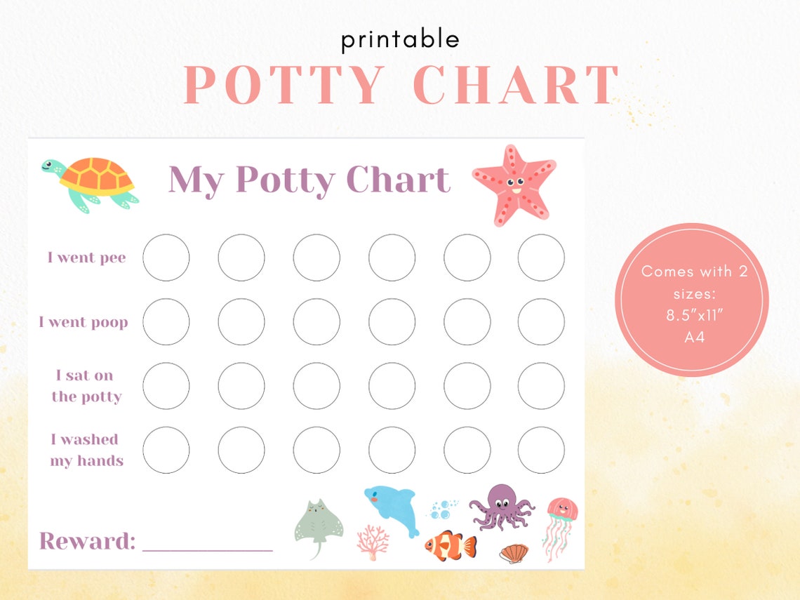 Potty Training Chart Ocean Animal Potty Charts Potty - Etsy