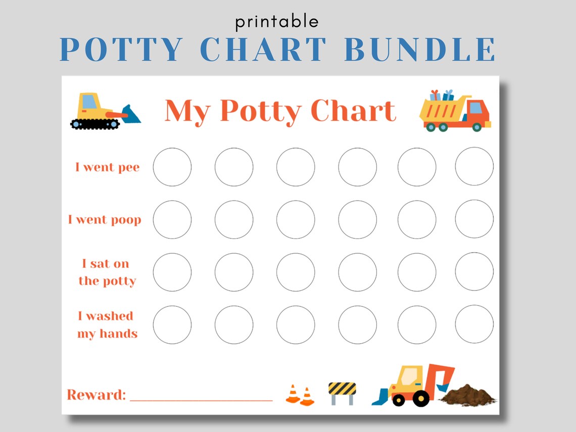 Potty Training Chart Boys, Potty Charts Bundle, Potty Chart Printable ...