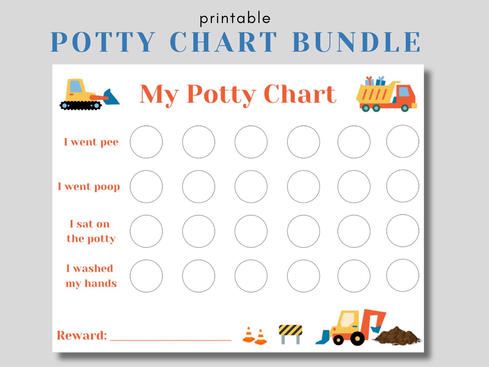 Potty Training Chart Boys, Potty Charts Bundle, Potty Chart Printable ...