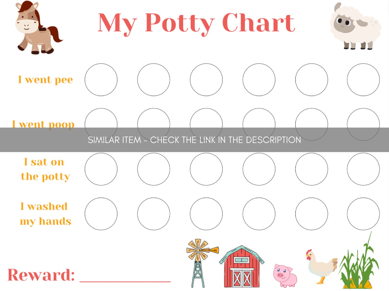 Potty Training Chart, Farm Animal Potty Charts, Potty Training Sticker ...