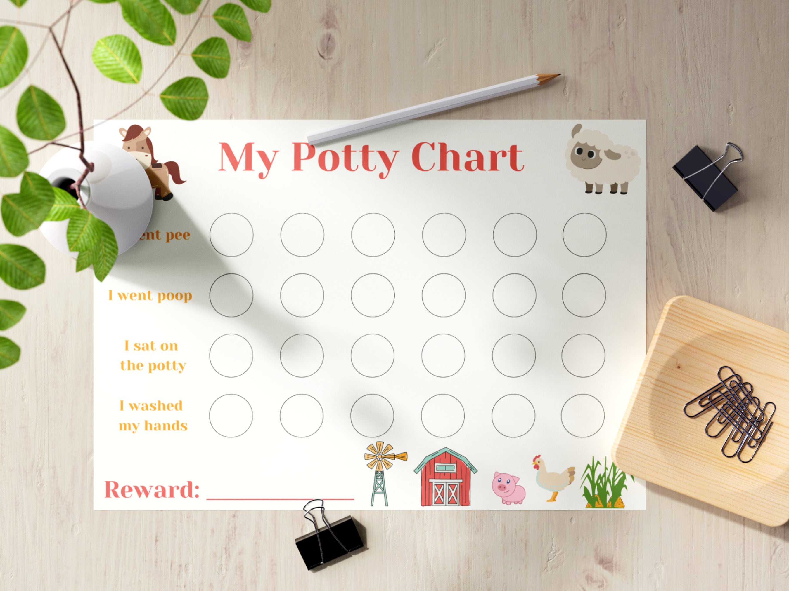 Potty Training Chart, Farm Animal Potty Charts, Potty Training Sticker ...