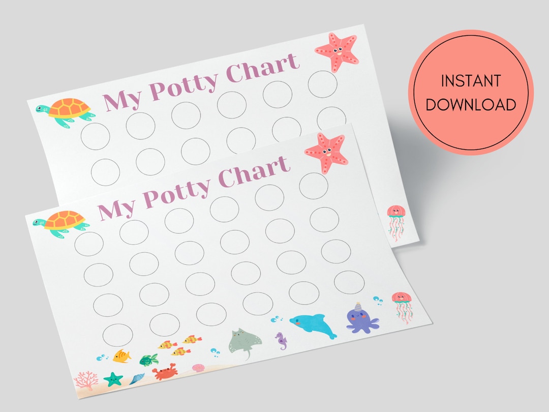 Potty Training Chart, Ocean Animal Potty Charts, Potty Training Sticker ...