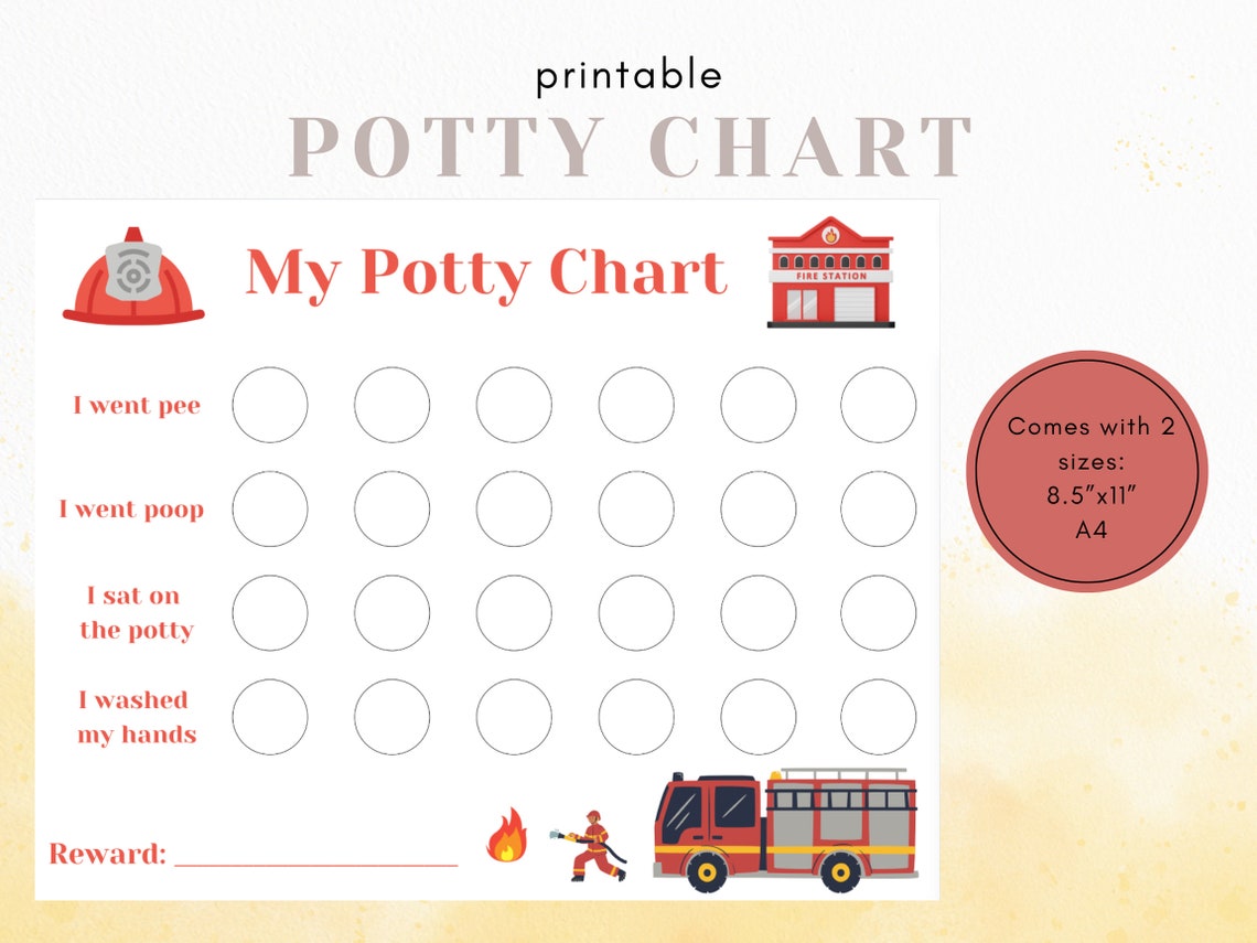 Potty Training Chart Boys Potty Charts Potty Chart Printable - Etsy