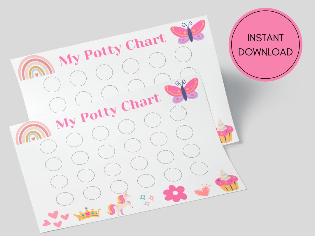 Unicorn Potty Training Chart for Girls, Unicorn Potty Charts, Rainbow ...