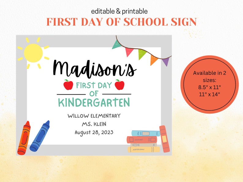 First Day School Sign 1st Day School Sign First Day School - Etsy