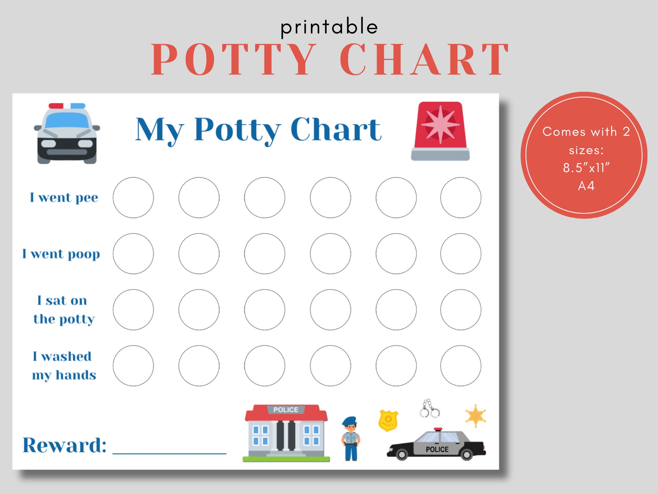 Potty Training Chart Boys, Potty Charts, Potty Chart Printable Reward ...
