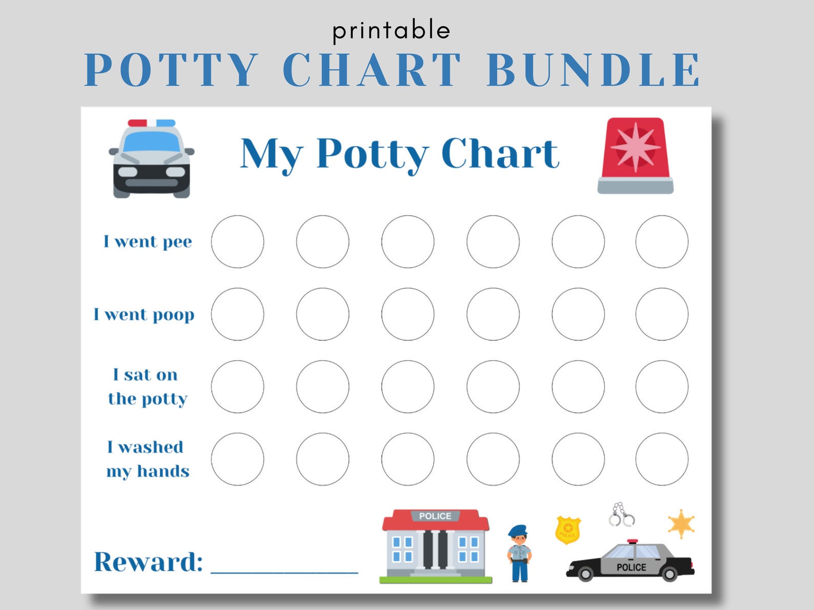 Potty Training Chart Boys, Potty Charts Bundle, Potty Chart Printable ...